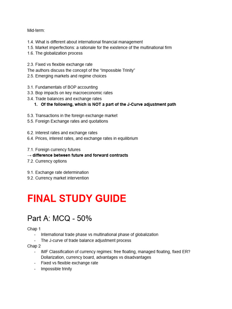 Final Study Guide: Part A: MCQ - 50% | PDF