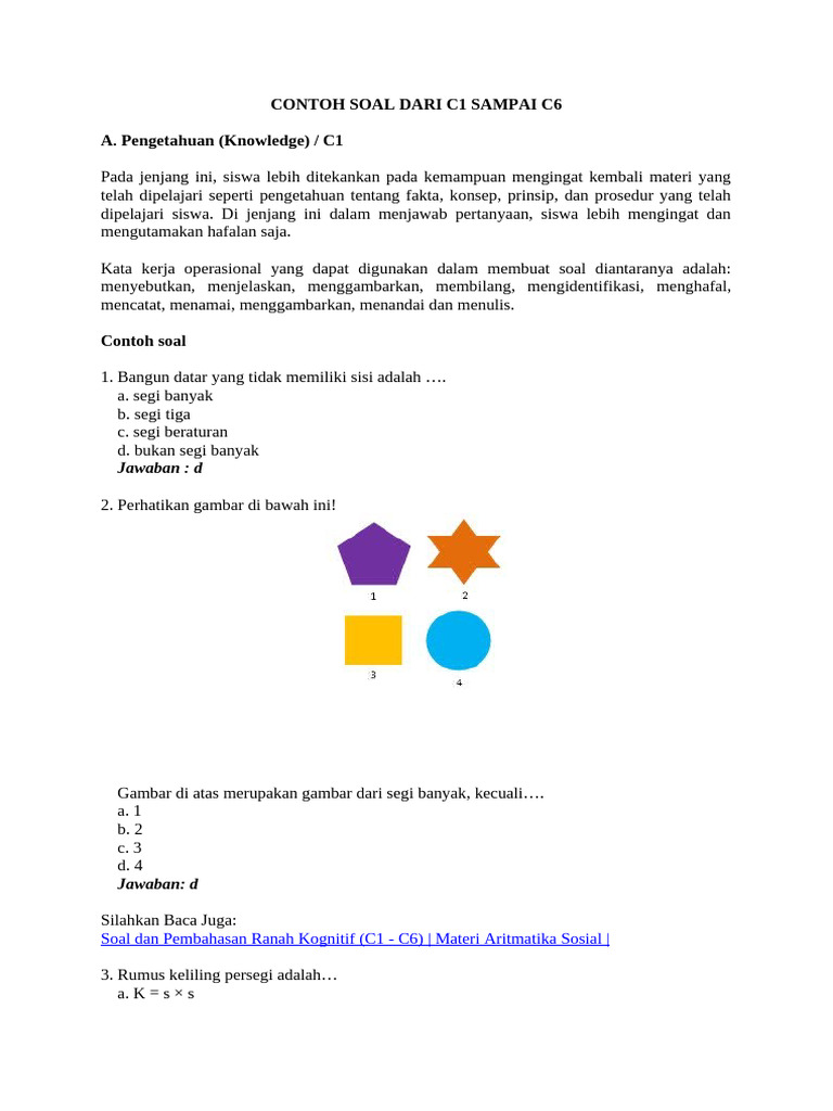 Contoh Soal Dari C1 Sampai C6 | PDF