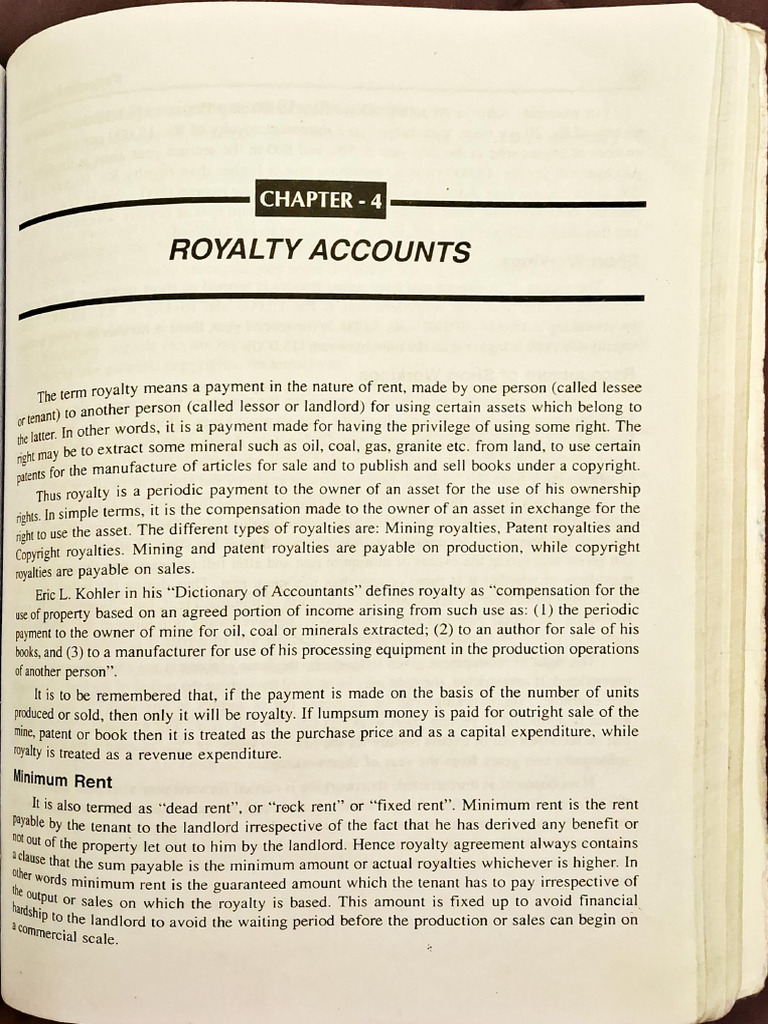 Royalty Accounts - Fa Textbook | PDF