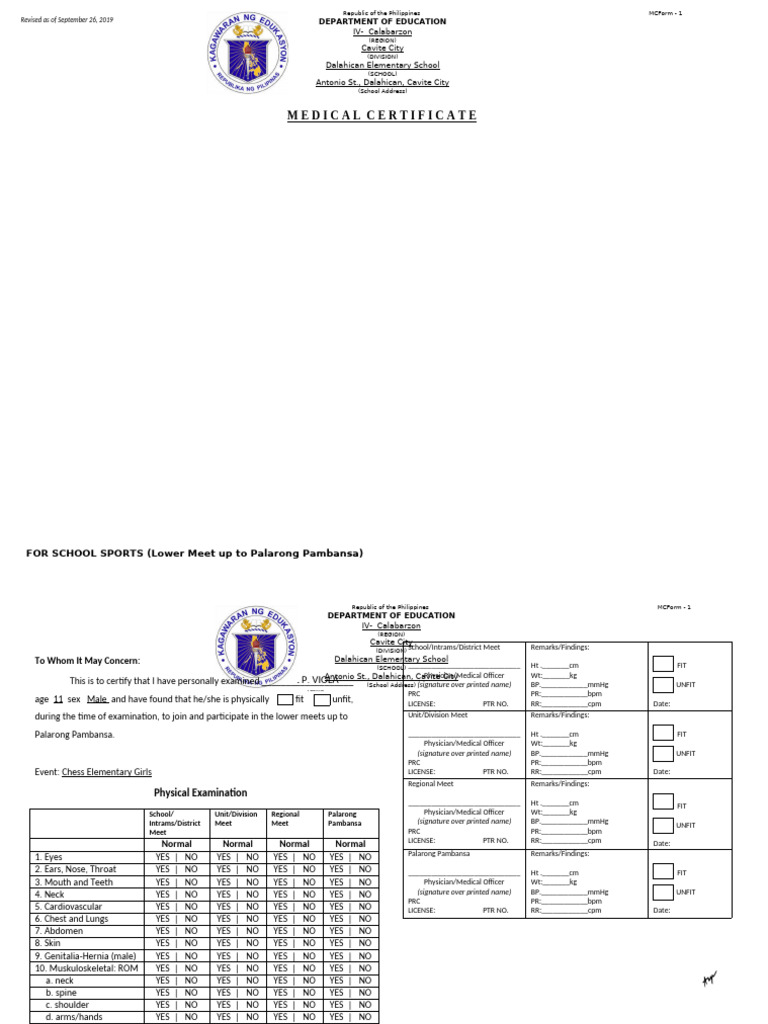 Med Cert 1 Gab | PDF