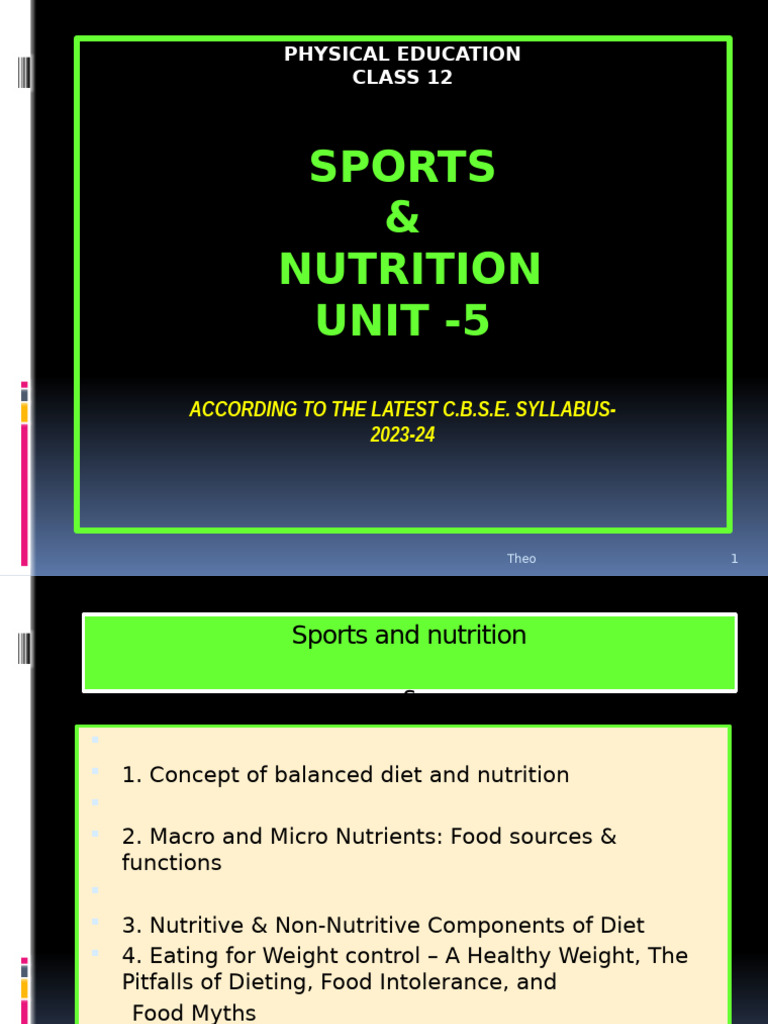 Sports Nutrition: Nutritive & Non-Nutritive Components | PDF ...