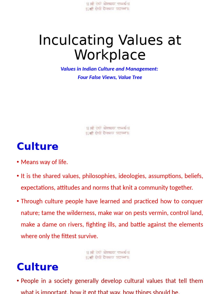 I. 3 Values in Indian Culture | PDF | Organizational Culture | Spirituality