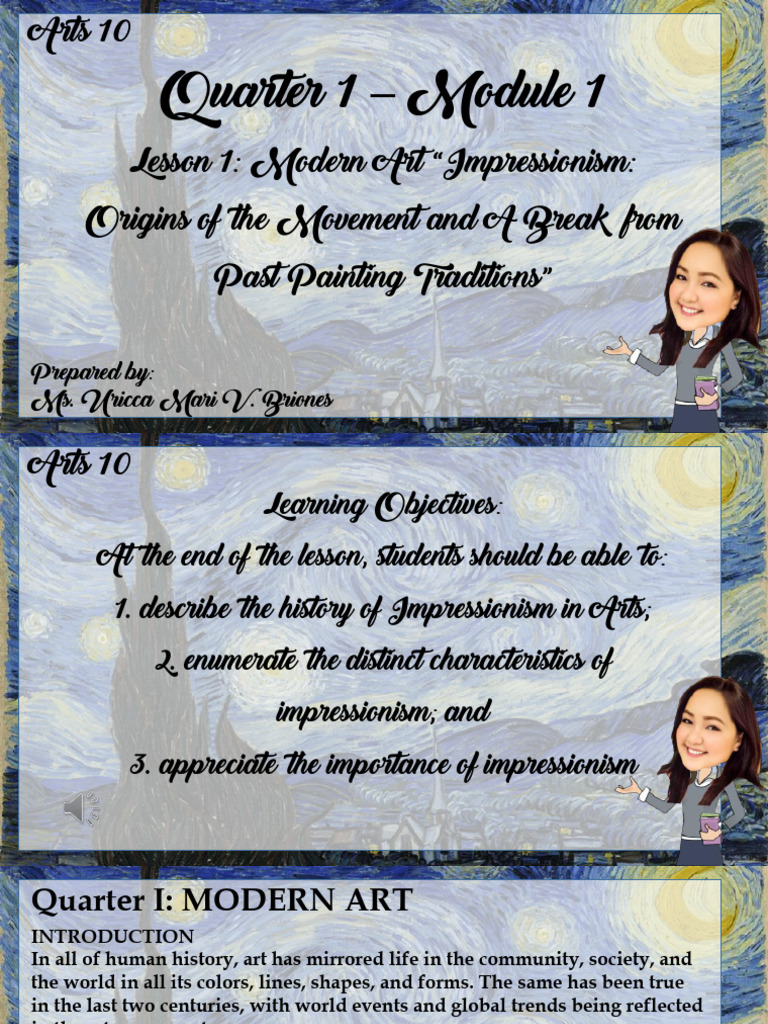 G10 ARTS Lesson 1 - Modern Art Impressionism Student | PDF