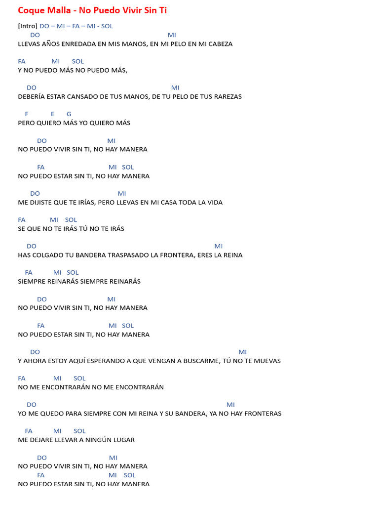 Coque Malla NO PUEDO VIVIR SIN TI | PDF | Poesía | Estilo de vida