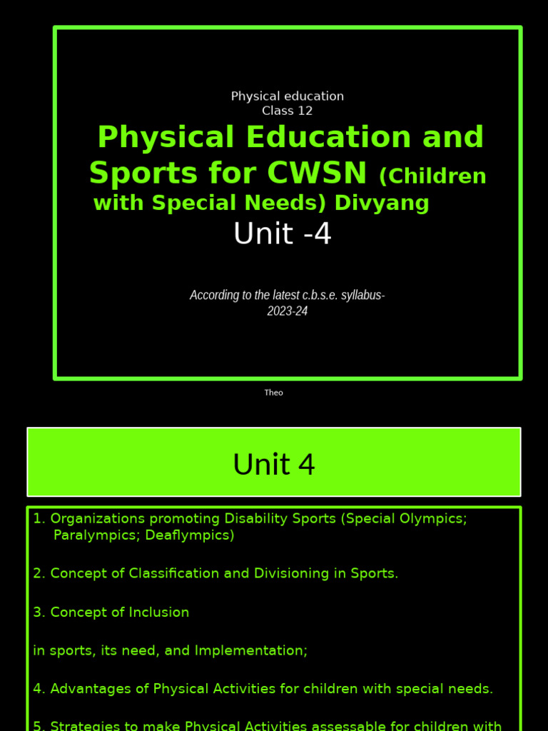 4-Cwsn Unit 4 NOTES Notes 12th - Physical Education | PDF | Paralympic ...