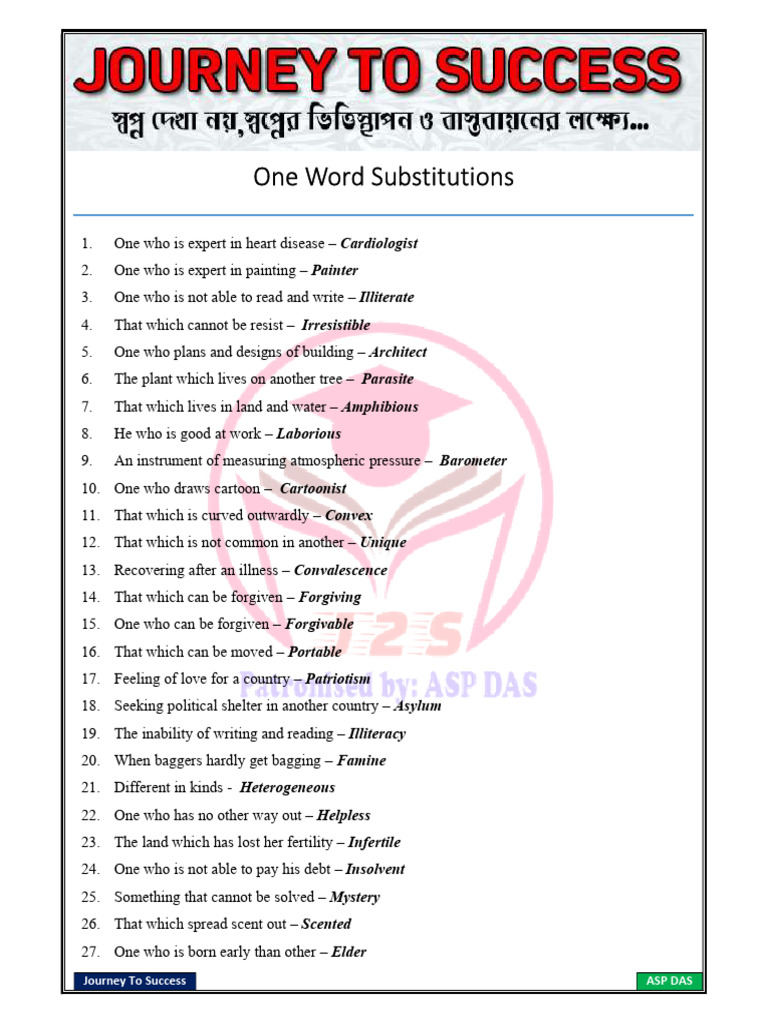 One Word Substitution | PDF