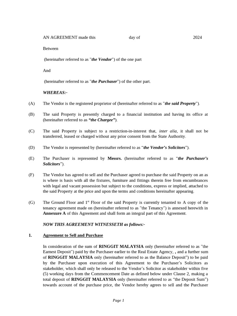 Sale and Purchase Agreement | PDF