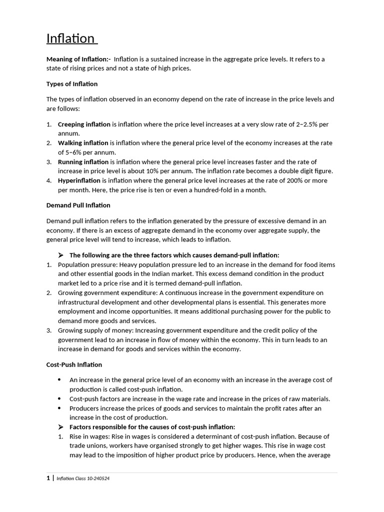 Inflation - Notes | PDF