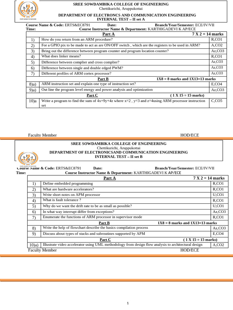 Embedded System IAT 2 Qus | PDF | Computing | Computer Engineering