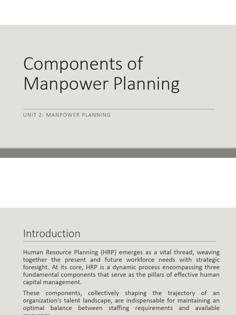 Unit 2_Components of Manpower planning | PDF
