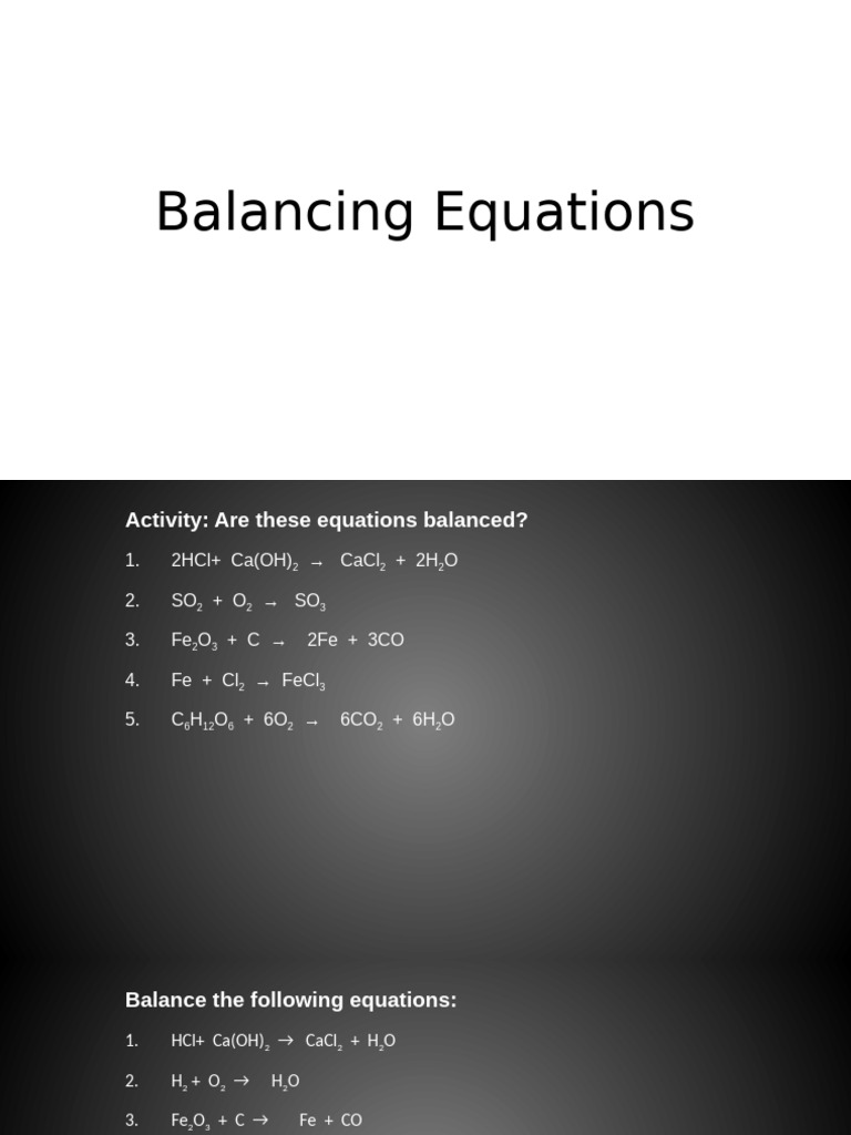 Balancing Equations | PDF
