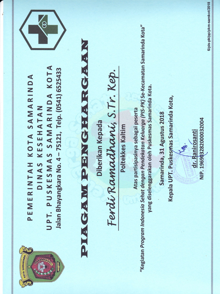 sertifikat PIS-PK | PDF