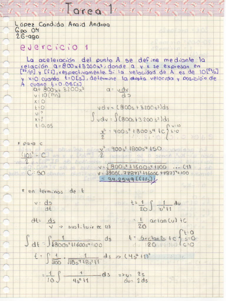 Tarea 1 Cinematica y dinámica | PDF