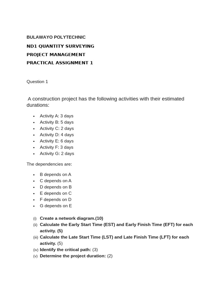 PROJECT MANAGEMENT Assignment | PDF