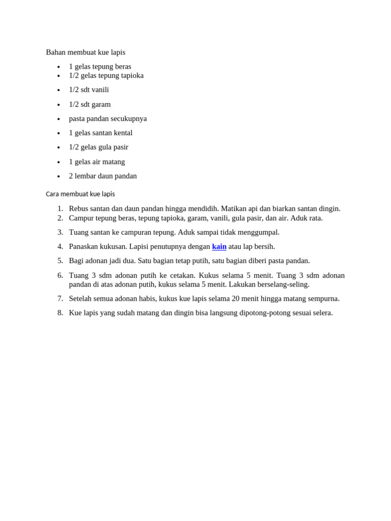 Bahan Membuat Kue Lapis | PDF