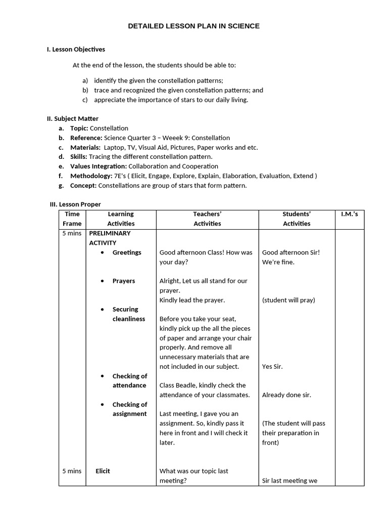 Lesson Plan Constellation | PDF