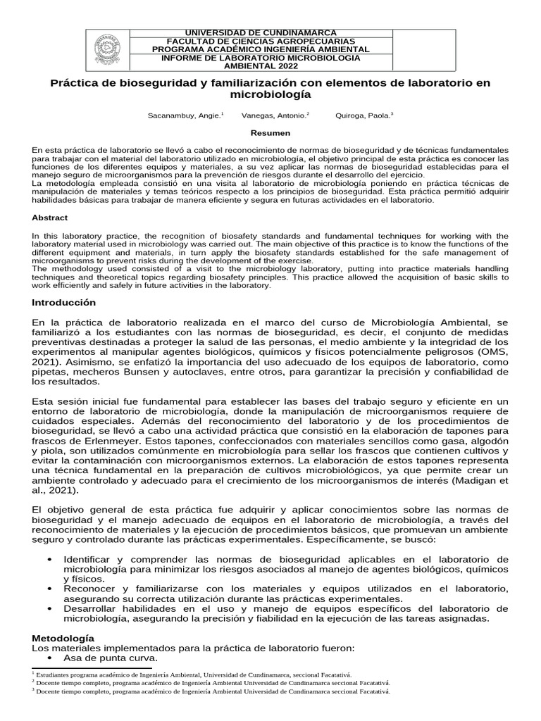 Informe 1 Micro | PDF | Laboratorios | Ciencia y matemáticas