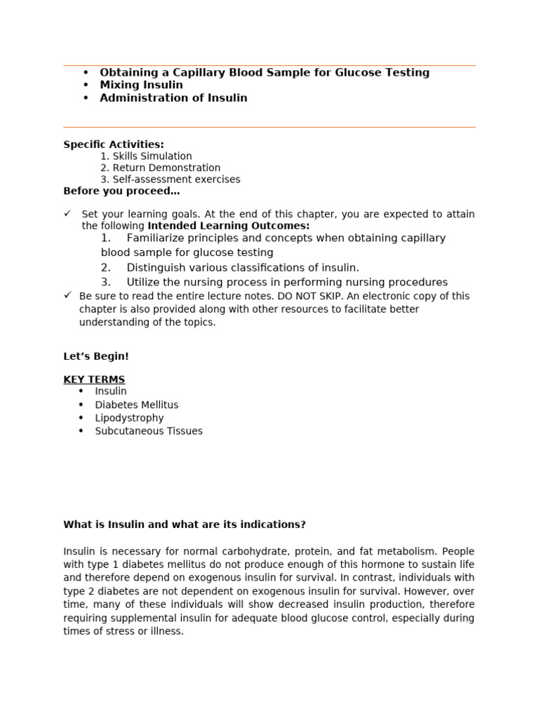 Obtaining-a-Capillary-Blood-Sample-for-Glucose-Testing | PDF