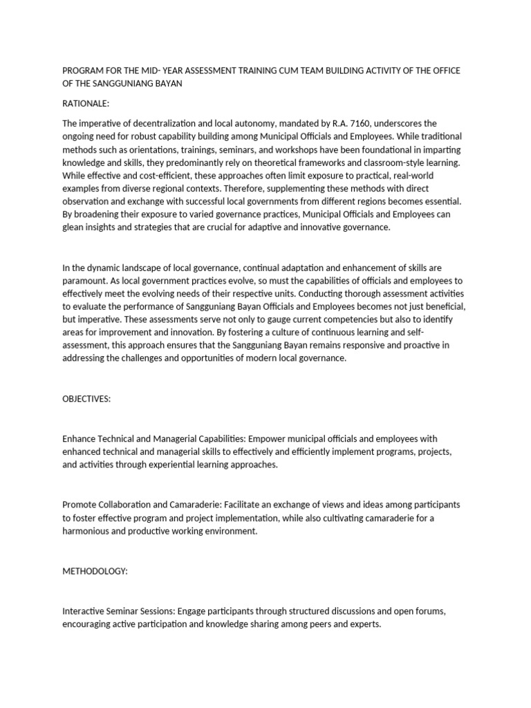 Mid Year Training Design | PDF