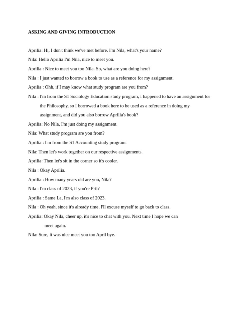 Asking and Giving Introduction | PDF