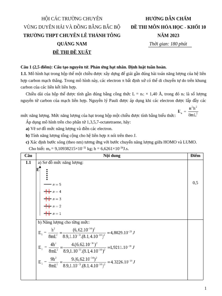 HDC Đề Đề Xuất Hóa 10 - LTT | PDF