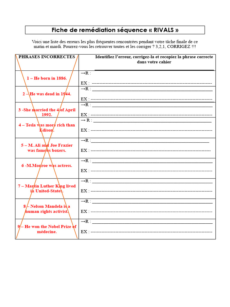 Fiche de Remédiation Séquence | PDF