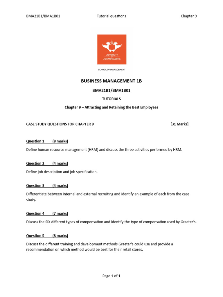 Chapter 9 Tutorial Questions | PDF