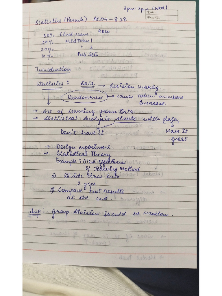 statistics notes week 1 | PDF