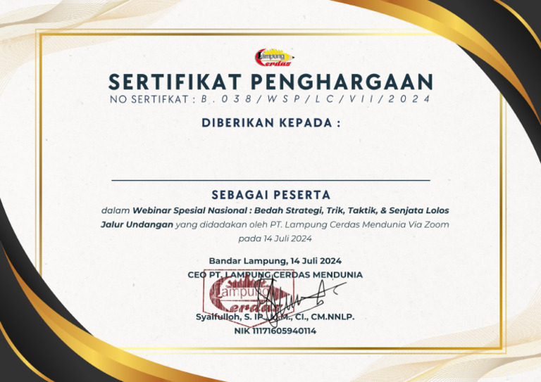 Sertifikat - Lc | PDF