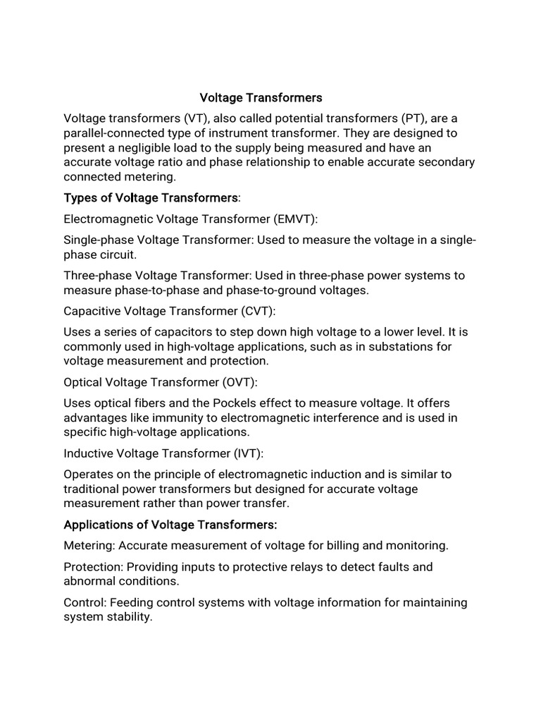 Voltage Transformers | PDF | Electrical Equipment | Power Engineering