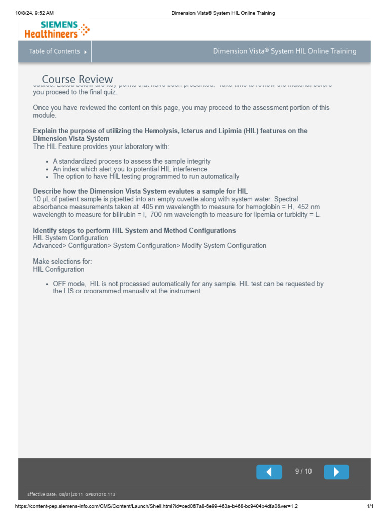 Dimension Vista® System HIL Online Training 1 | PDF