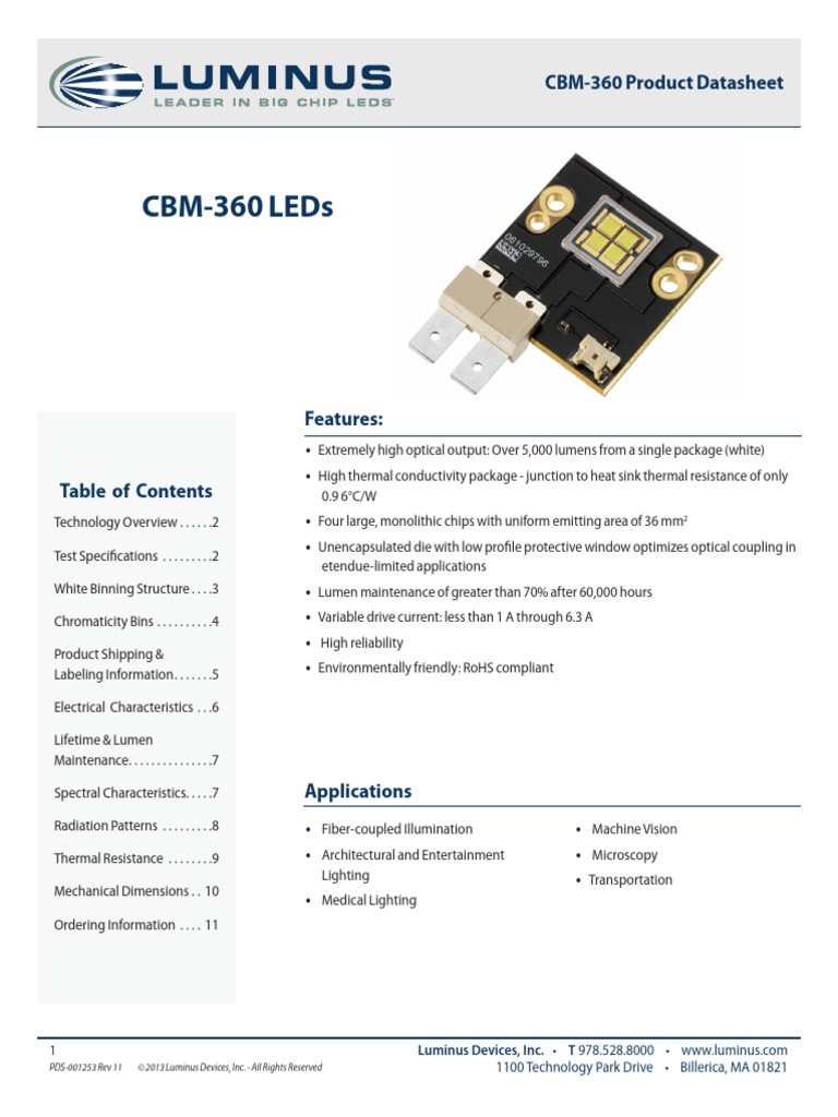 Luminus Devices Luminus Cbm360 Datasheet-1177244 | PDF