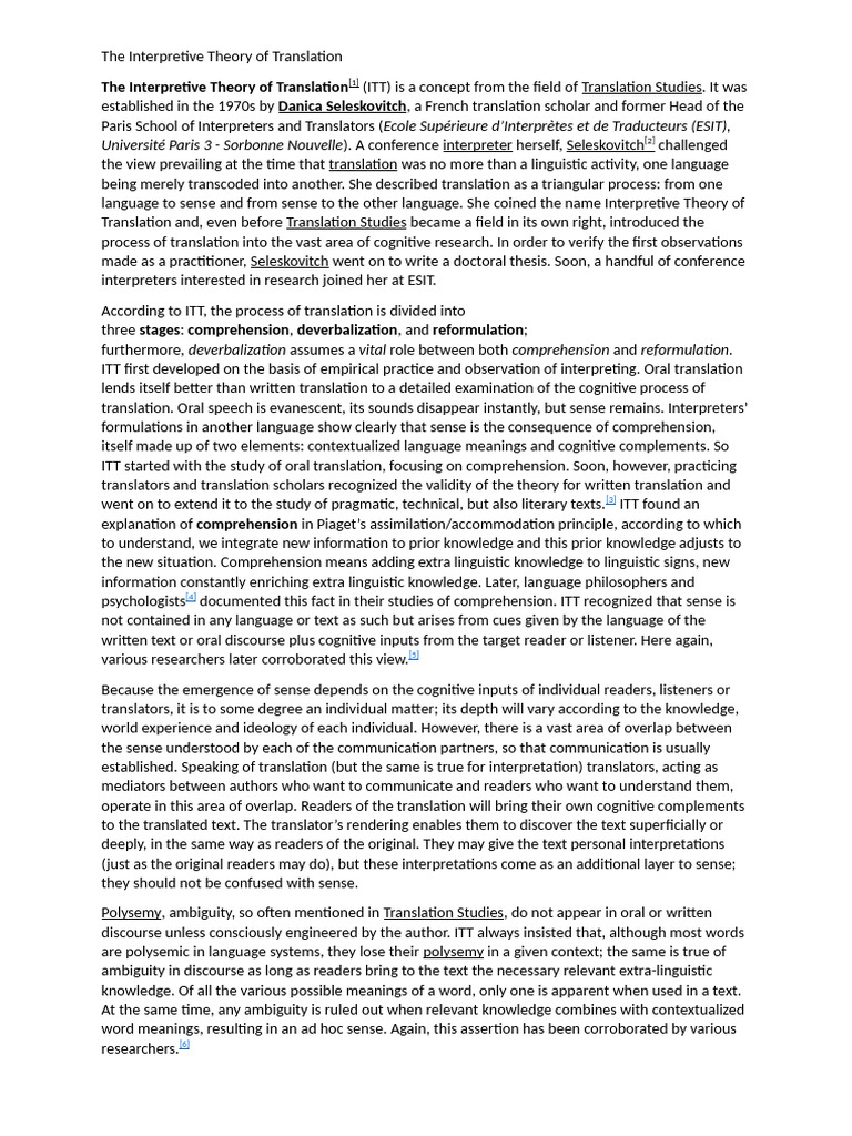 TIS 302 The Interpretive Theory of Translation To study | PDF