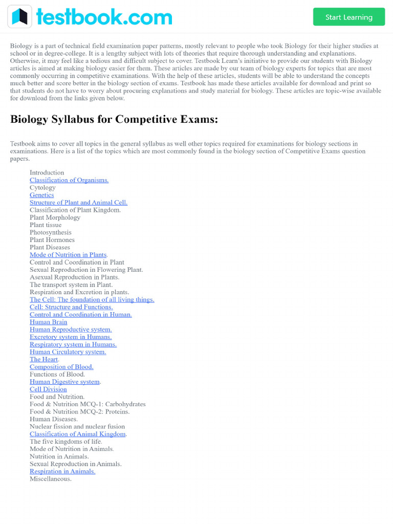 Biology For Competitive Exams Study Notes With Diagrams Mcqs 2657c9f5 | PDF