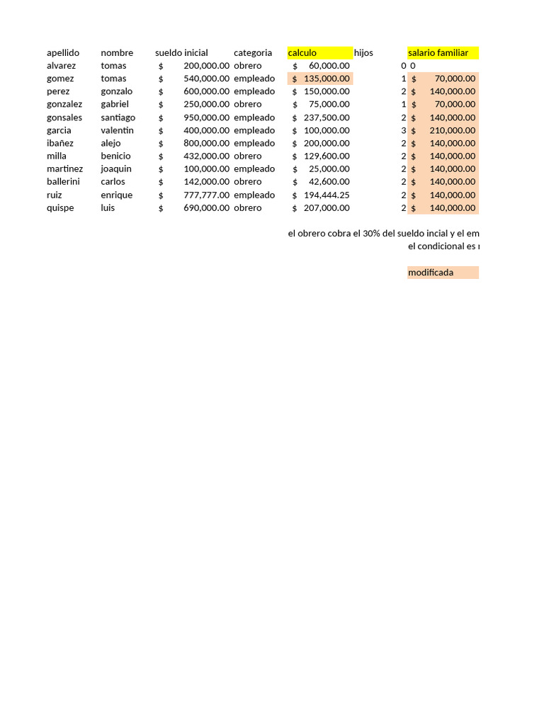 TOTO 1er TP Calculo Excel | PDF