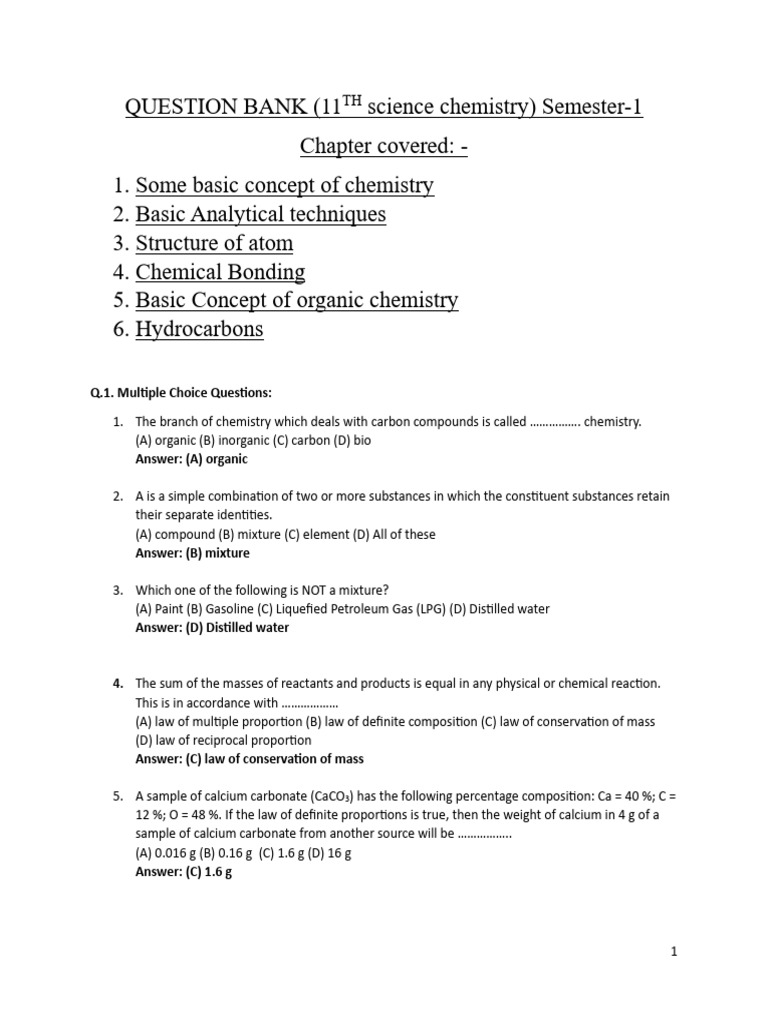 Chemistry Question Bank | PDF