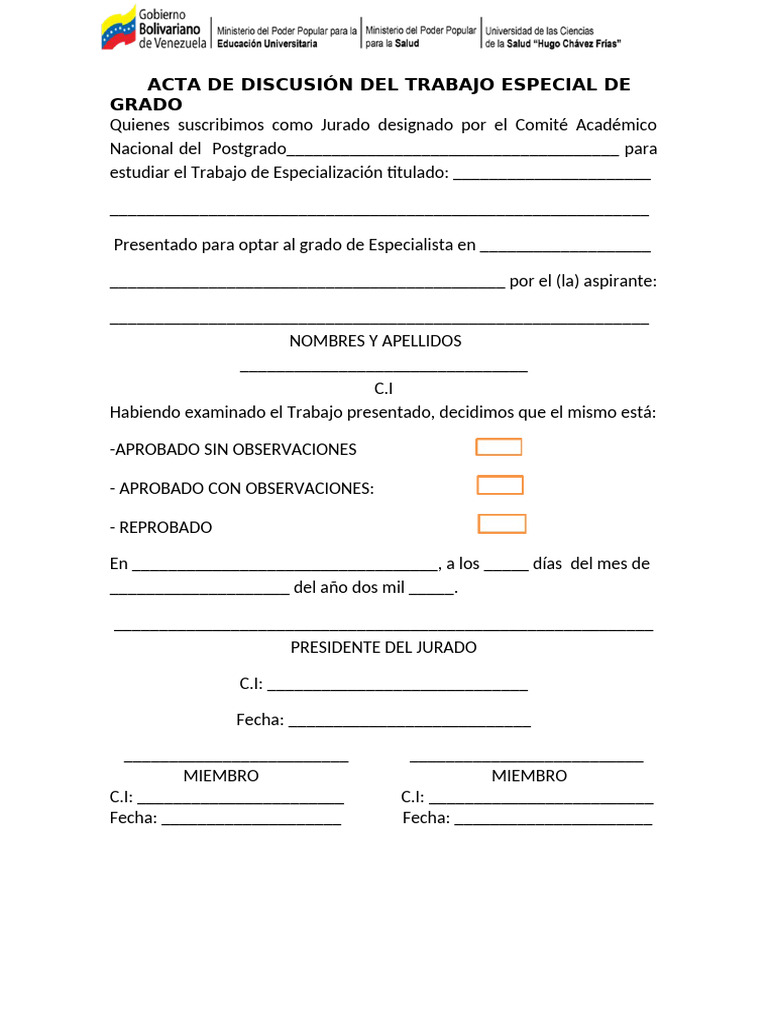 1 - Acta de Discusion Del Teg | PDF