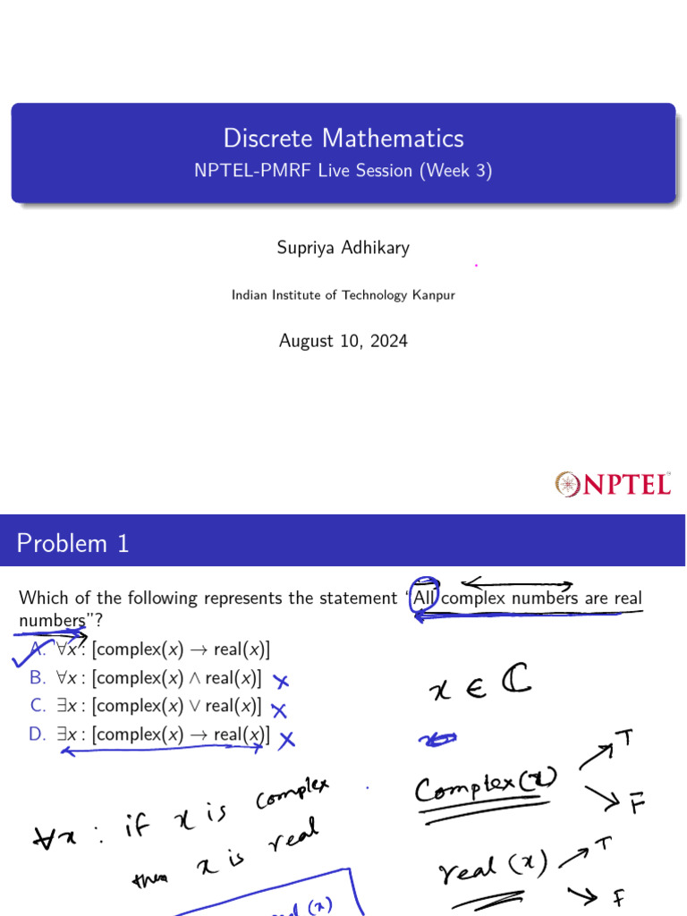 NPTEL PMRF Week-3 Discrete Mathematics | PDF