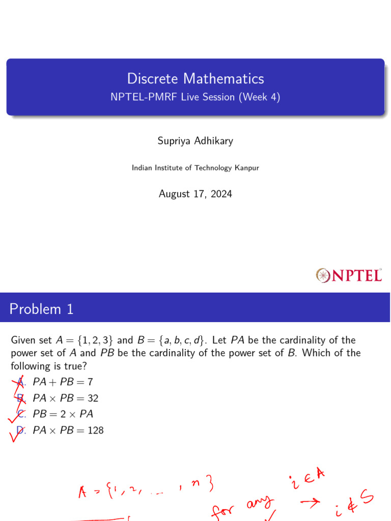 NPTEL PMRF Week-4 Discrete Mathematics | PDF