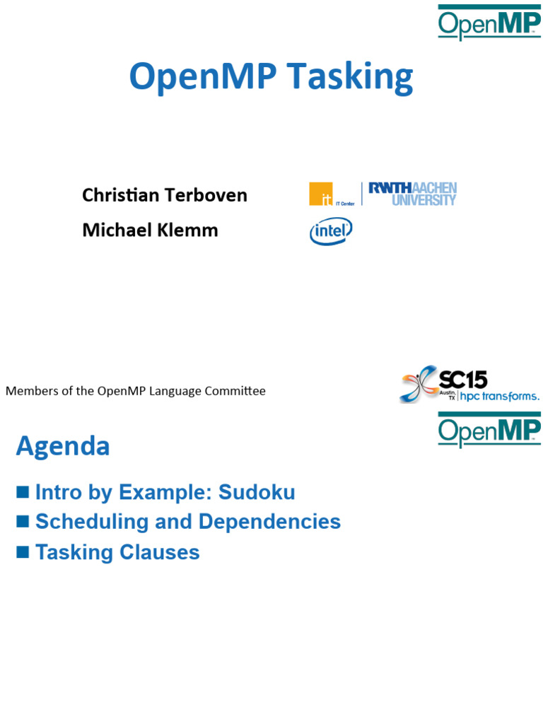 sc15 Openmp CT MK Tasking | PDF