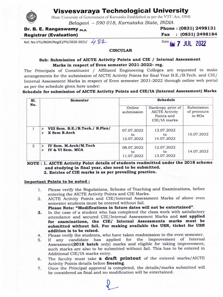 AICTE Activity Points CIE Submission | PDF