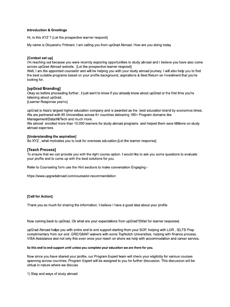 Mock Call Pitch | PDF