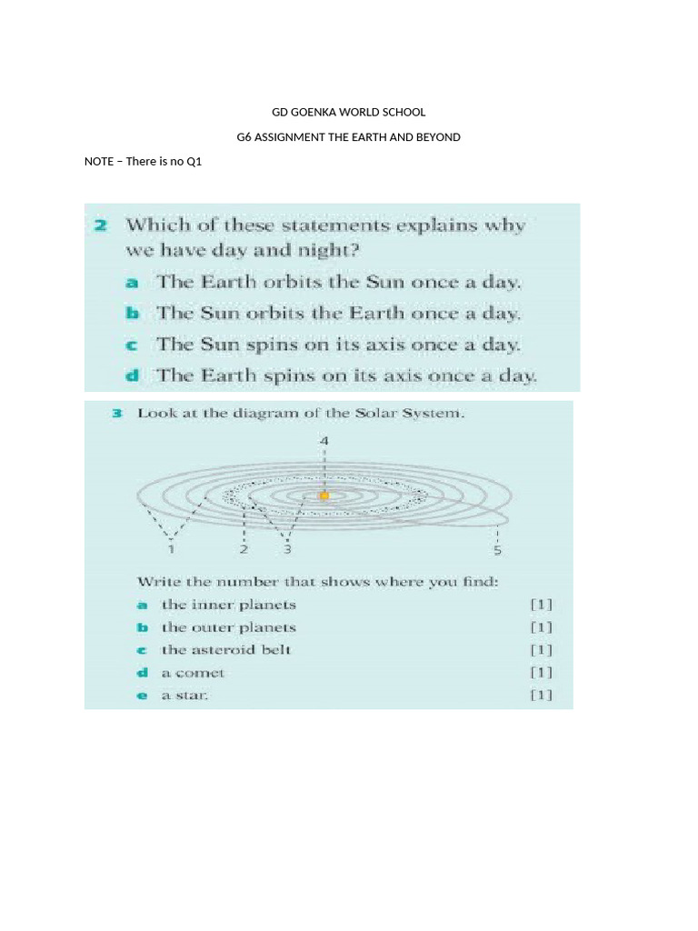 G6 - Solar System Assignment Feb 2021 | PDF