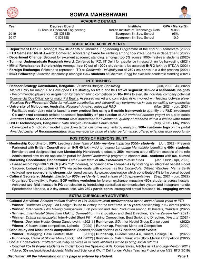 Somya Maheshwari CV | PDF
