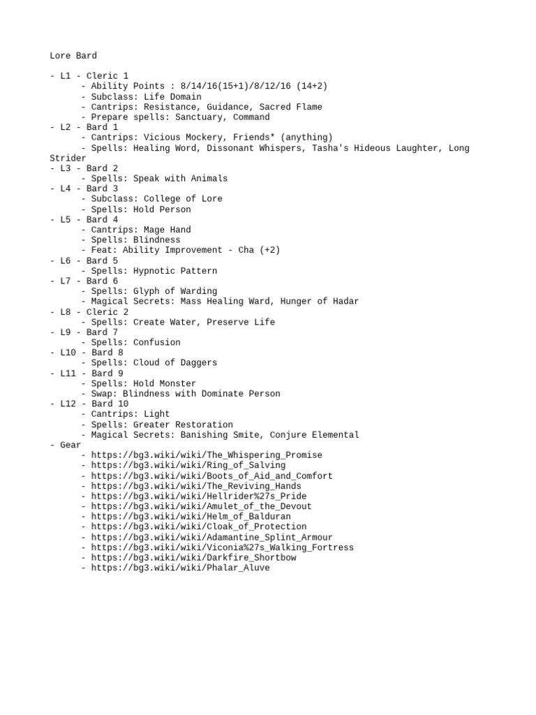 Lore Bard | PDF