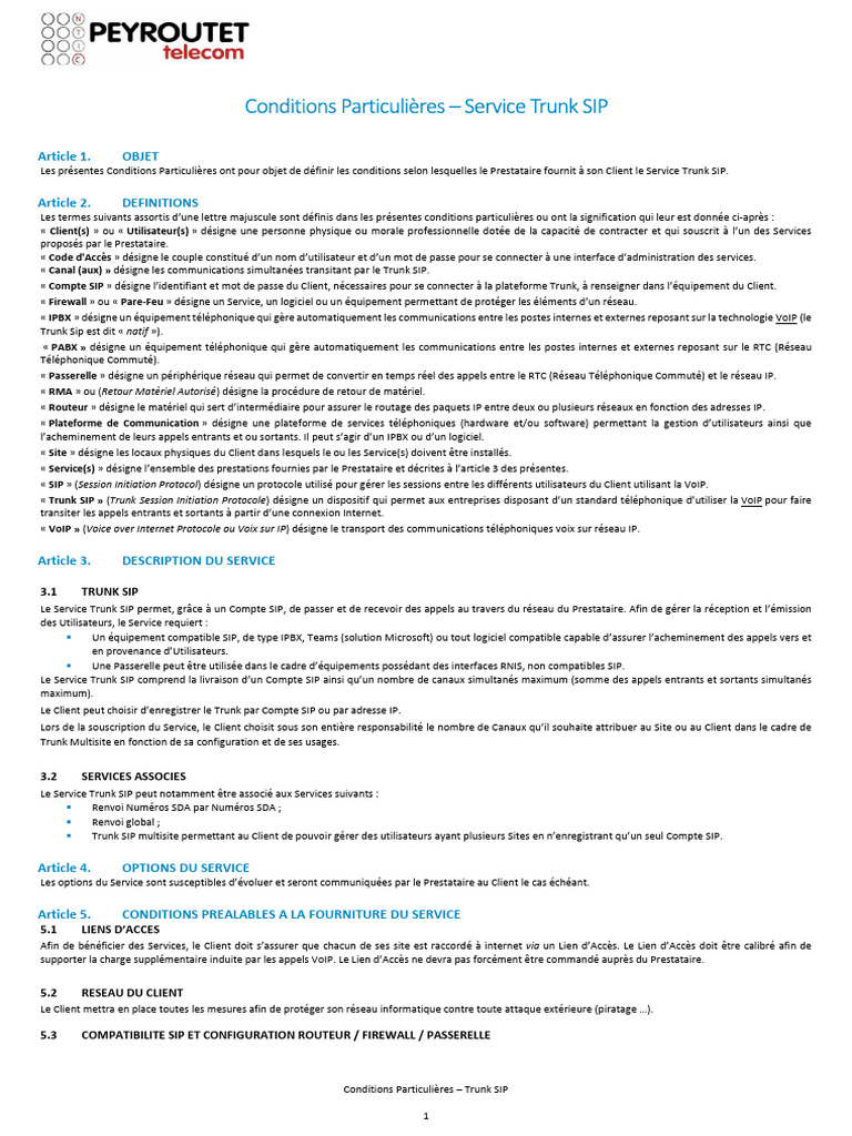 CP Service Trunk SIP | PDF