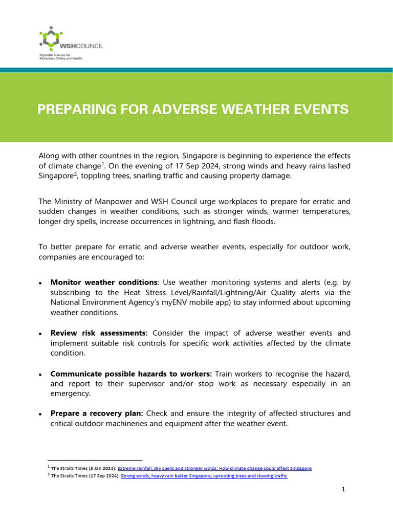 Preparation for Adverse Weather Events | PDF