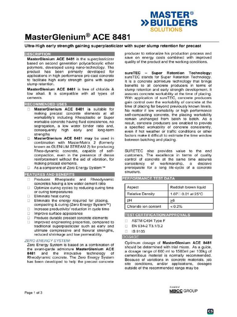 Master Glenium ACE 8481 | PDF