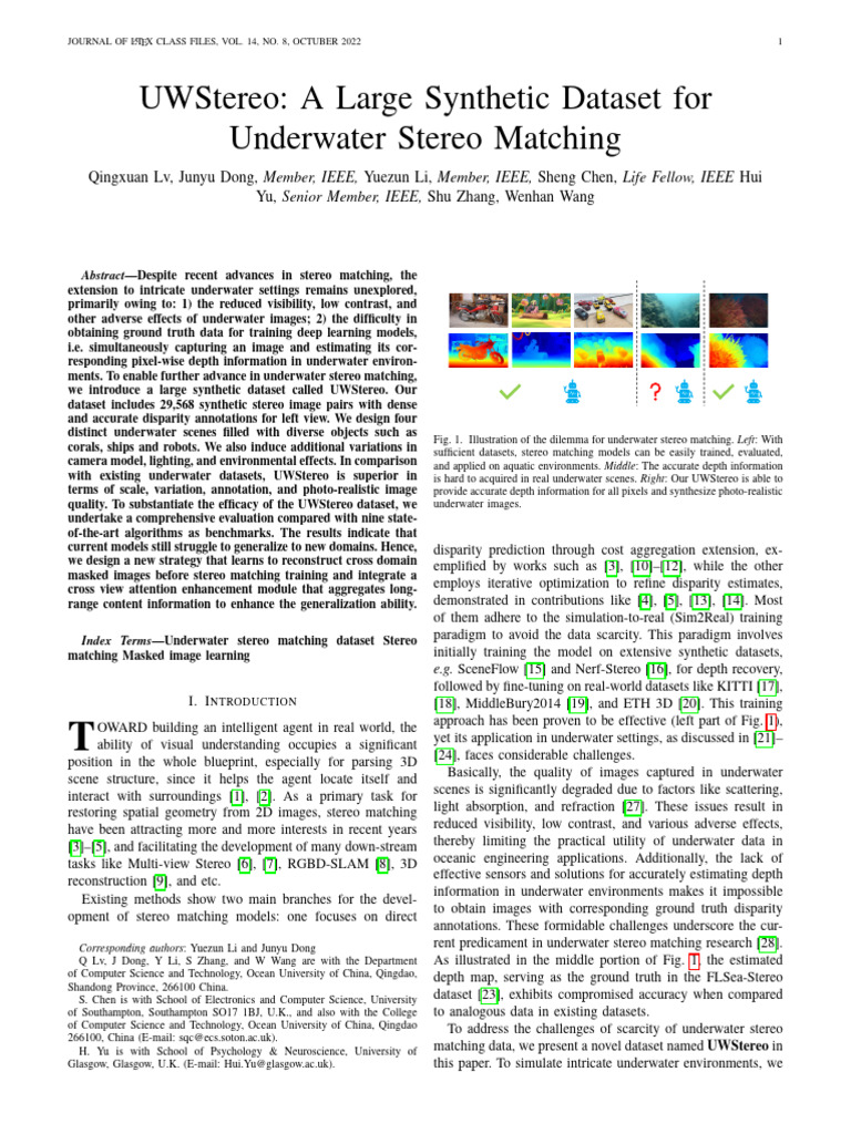UWStereo A Large Synthetic Dataset For | PDF