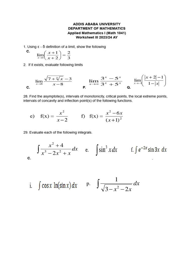 Applied math I questions | PDF